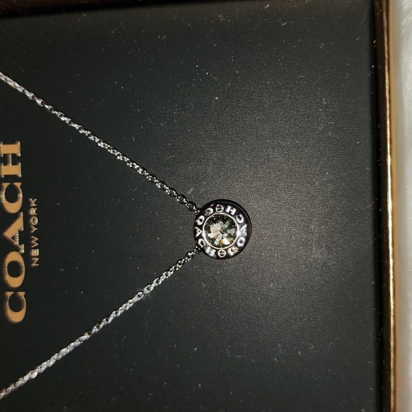 Coach | Jewelry | Coach Necklace In Silver W Gray Stone | Poshmark